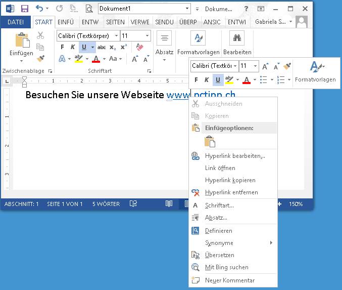 Word Excel Erstellen Von Hyperlinks Unterbinden Pctipp Ch