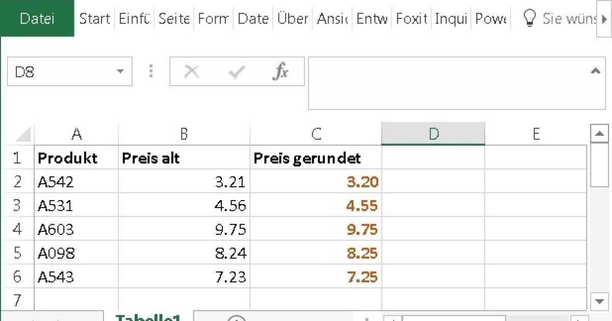 Auf 5 Rappen runden in Excel - pctipp.ch