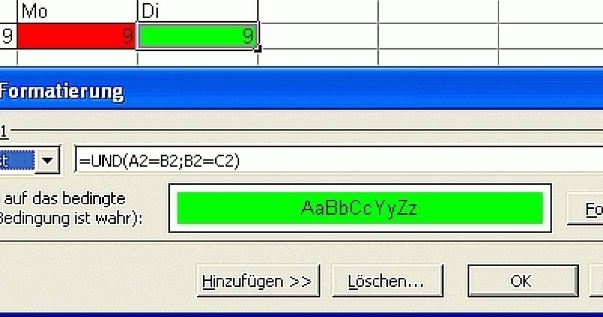 Excel: Formel in «Bedingter Formatierung» - pctipp.ch