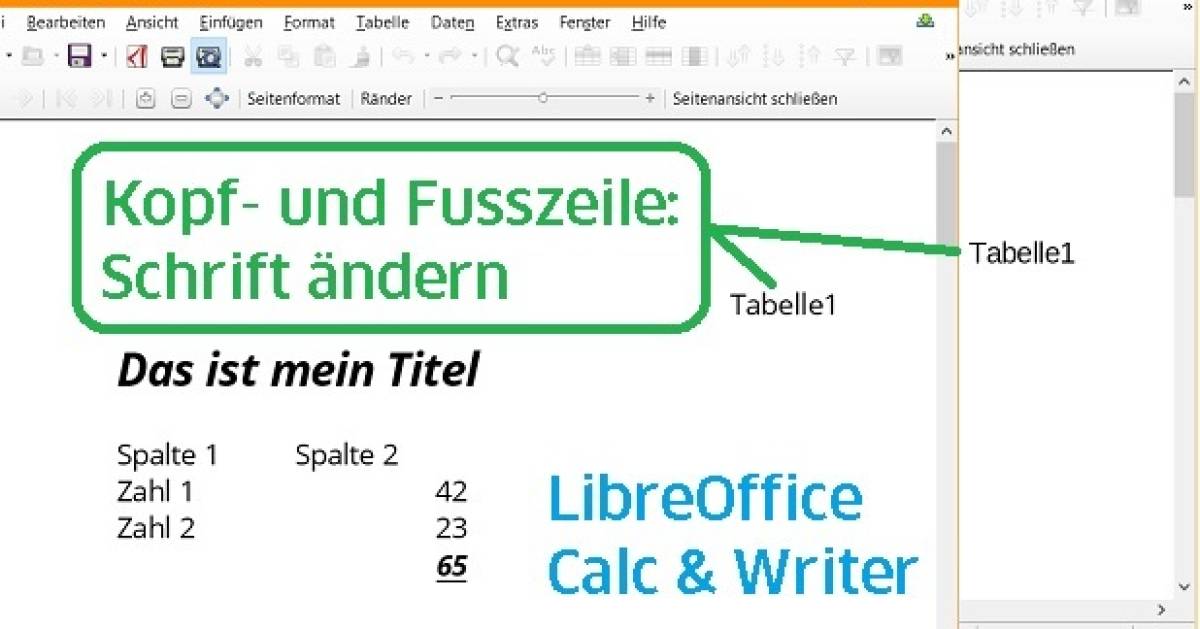 LibreOffice Calc: Standardschrift bei Kopf- und Fusszeile - pctipp.ch