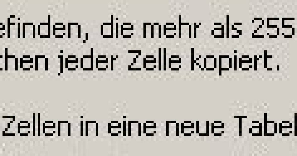 Zellen mit mehr als 255 Zeichen kopieren - pctipp.ch