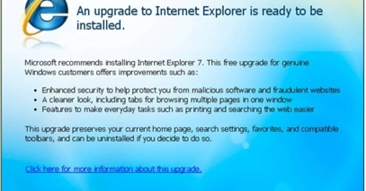 Internet Explorer 7 kommt per Auto-Update - pctipp.ch