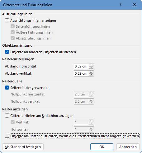 Word: Wo sind die Rastereinstellungen geblieben? - pctipp.ch