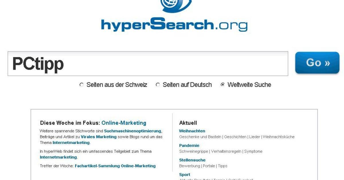 hyperSearch - Schweizer Suchmaschine - pctipp.ch