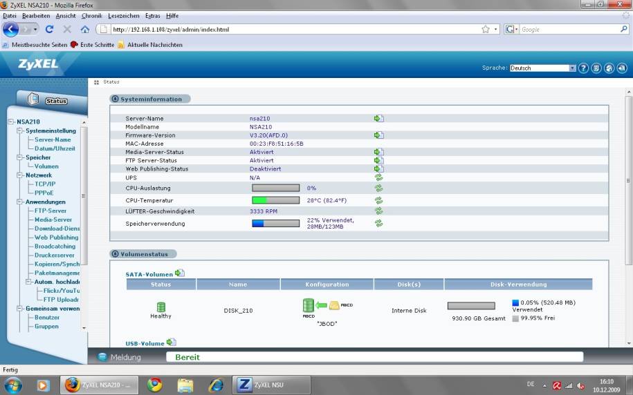Test: NAS ZyXEL NSA210-1T - pctipp.ch