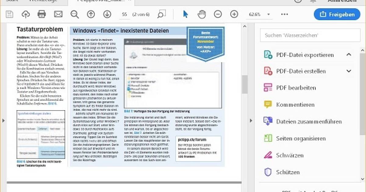 Adobe Reader: PDF-Ausschnitt gezoomt ausdrucken - pctipp.ch