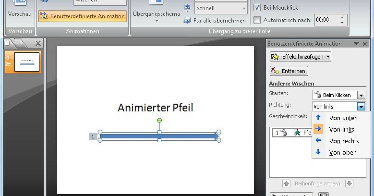 PowerPoint: Pfeil animieren - pctipp.ch