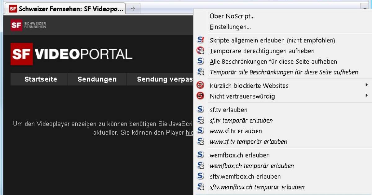 Firefox: SF Videoportal geht nicht - pctipp.ch
