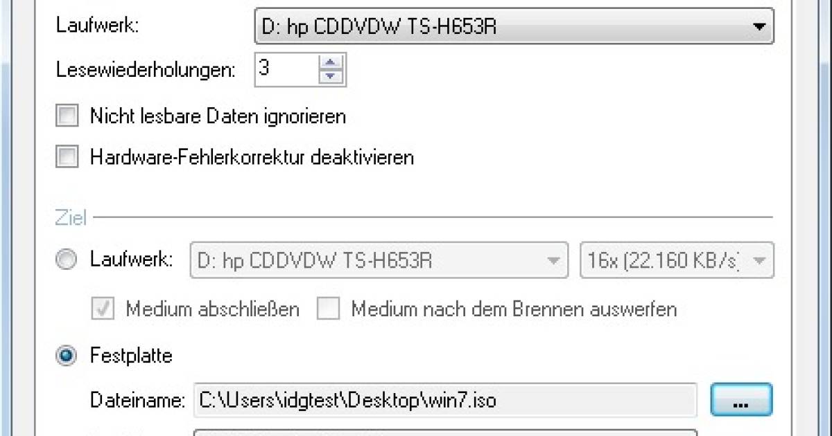 Aus CD eine ISO-Datei erstellen - pctipp.ch