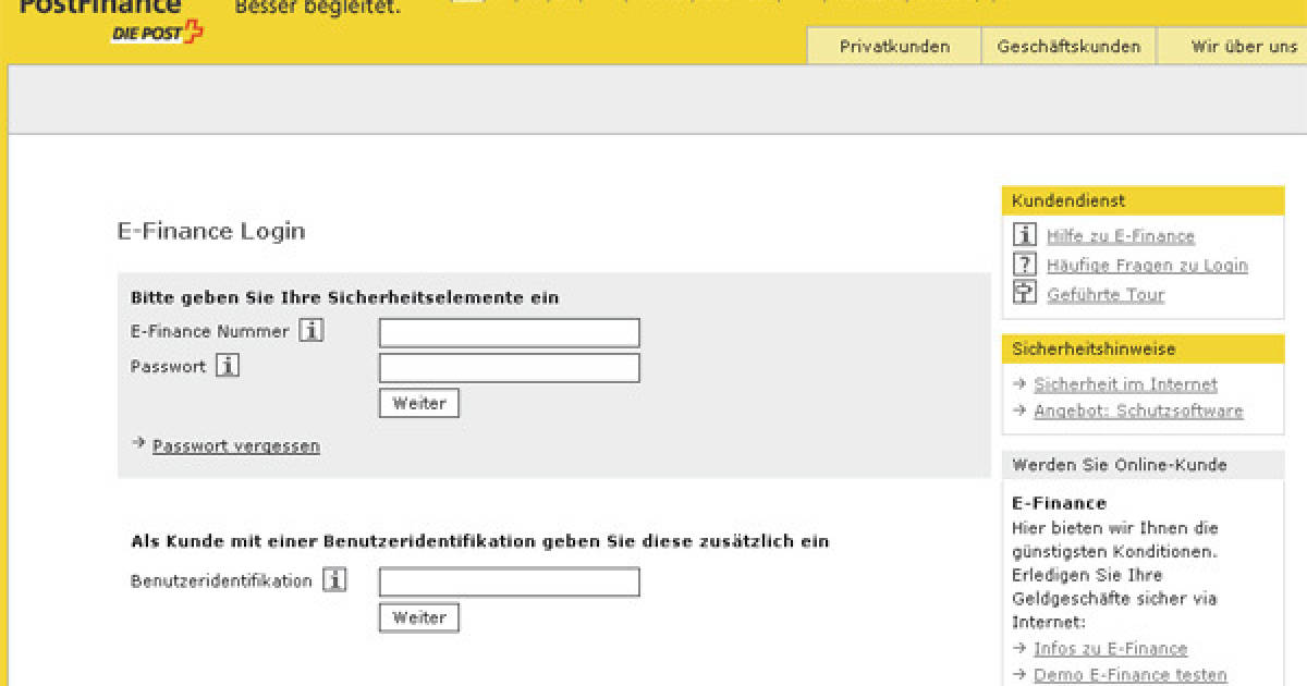 E-Banking-Ausfall bei PostFinance - pctipp.ch