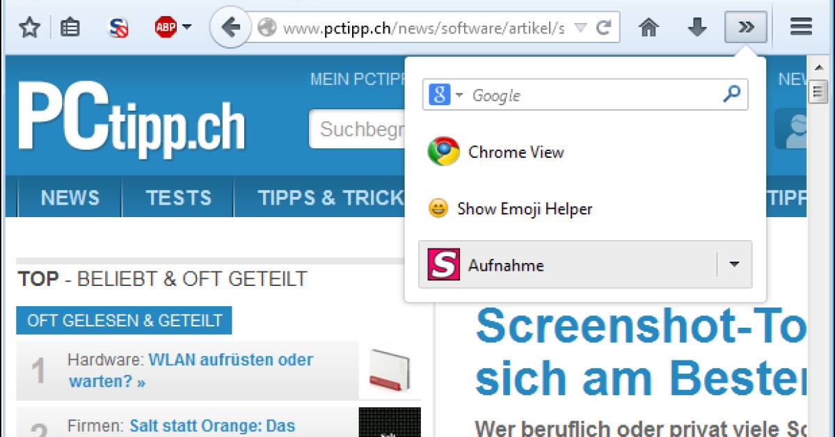 Screenshot der ganzen Webseite erstellen - pctipp.ch