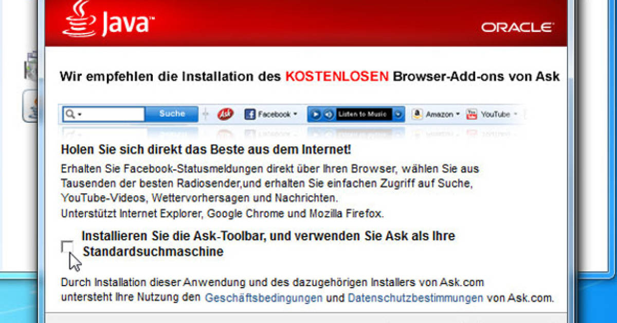 Ask-Toolbar: Microsoft stuft das Java-Beigemüse als Malware ein - pctipp.ch
