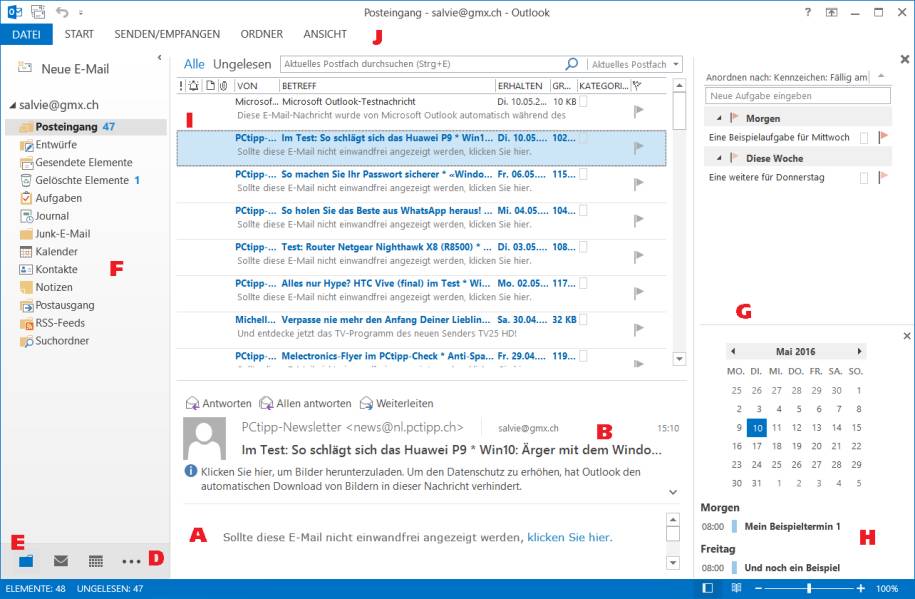 Outlook: Schlankere Oberfläche mit mehr Informationen - pctipp.ch