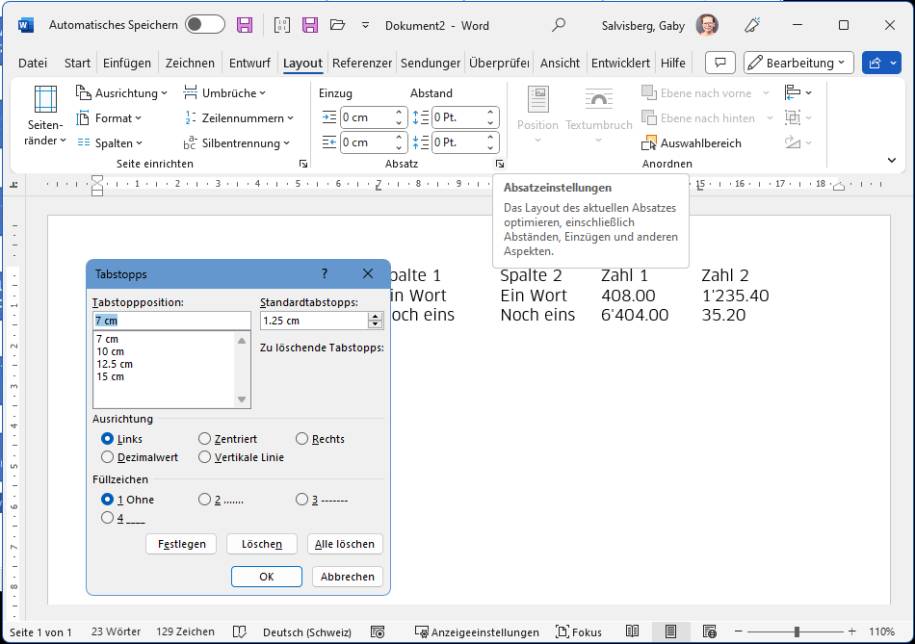 Word: das grosse Tabulatoren-Abc - pctipp.ch