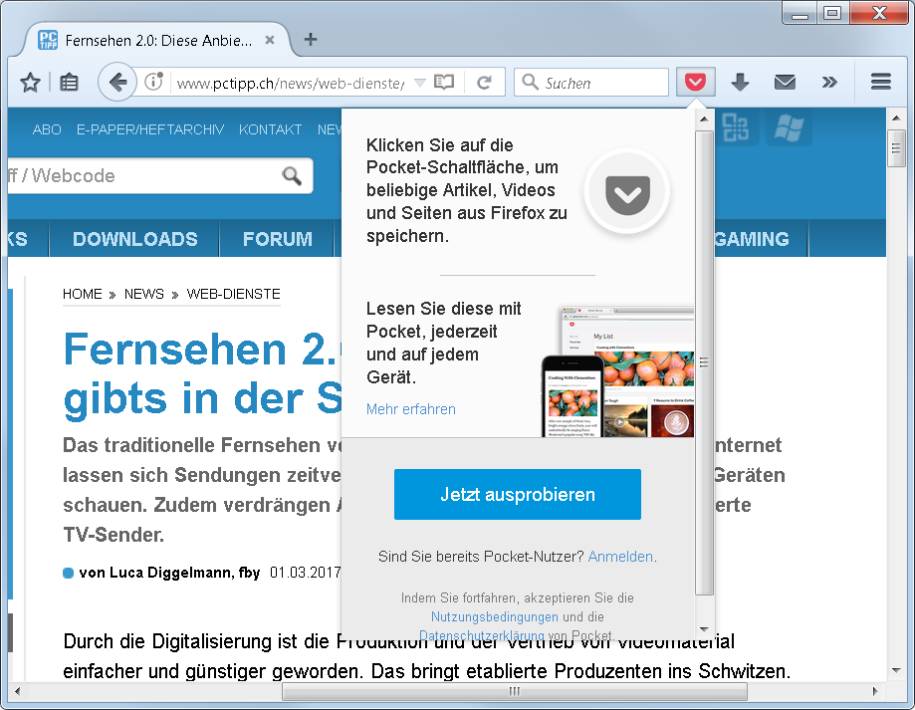 Firefox: Mozilla kauft Pocket. Aber was ist Pocket? - pctipp.ch