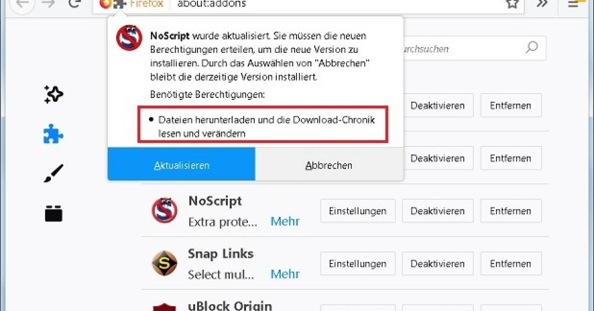 Firefox: NoScript Add-on benötigt neue Berechtigungen - pctipp.ch