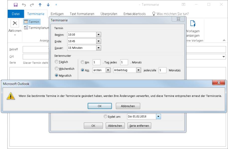 Outlook-Serientermin: nur zukünftige Termine ändern - pctipp.ch