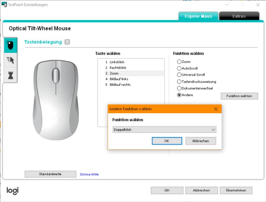 Logitech-Maus: Doppelklick auf dem Scrollrad - pctipp.ch