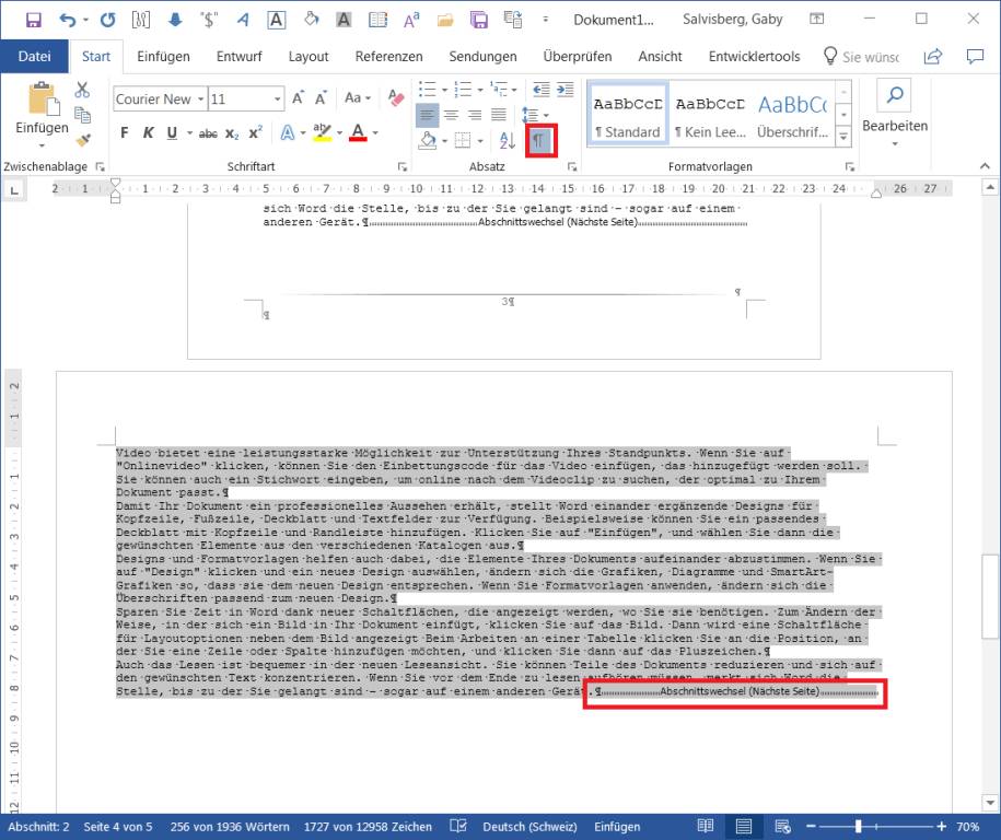 Word: richtiges Löschen eines ganzen Abschnitts - pctipp.ch
