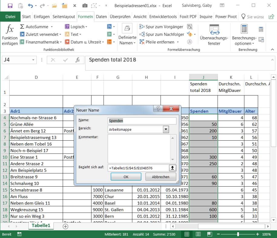 Excel: Ganze Spalte ohne oberste Zellen referenzieren - pctipp.ch