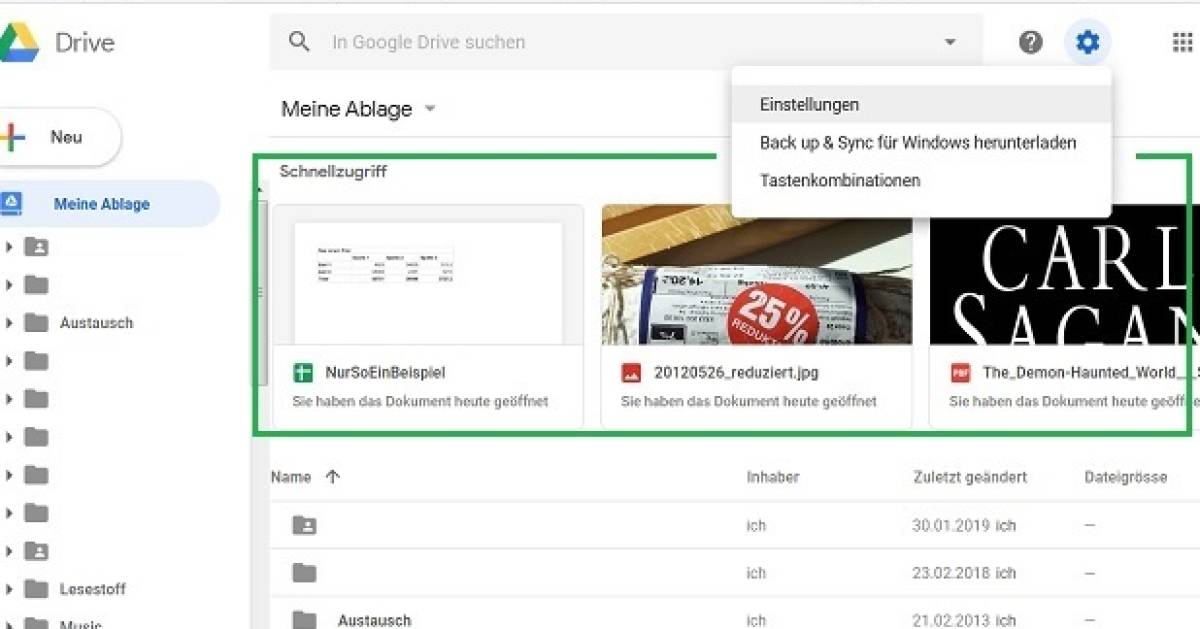 Google Drive: Schnellzugriff entfernen - pctipp.ch