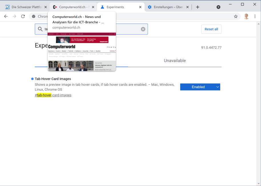 Chrome: Tab-Tooltipps mit Vorschaubildern erweitern - pctipp.ch