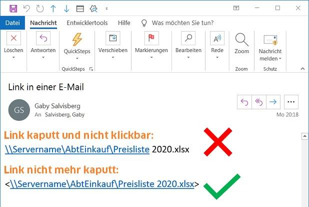 E-Mail: Links trotz Leerzeichen klickbar einfügen - pctipp.ch