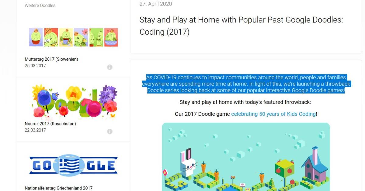 Google Doodle Coding Games For Kids - Celebrating 50 Years Of Kids ...