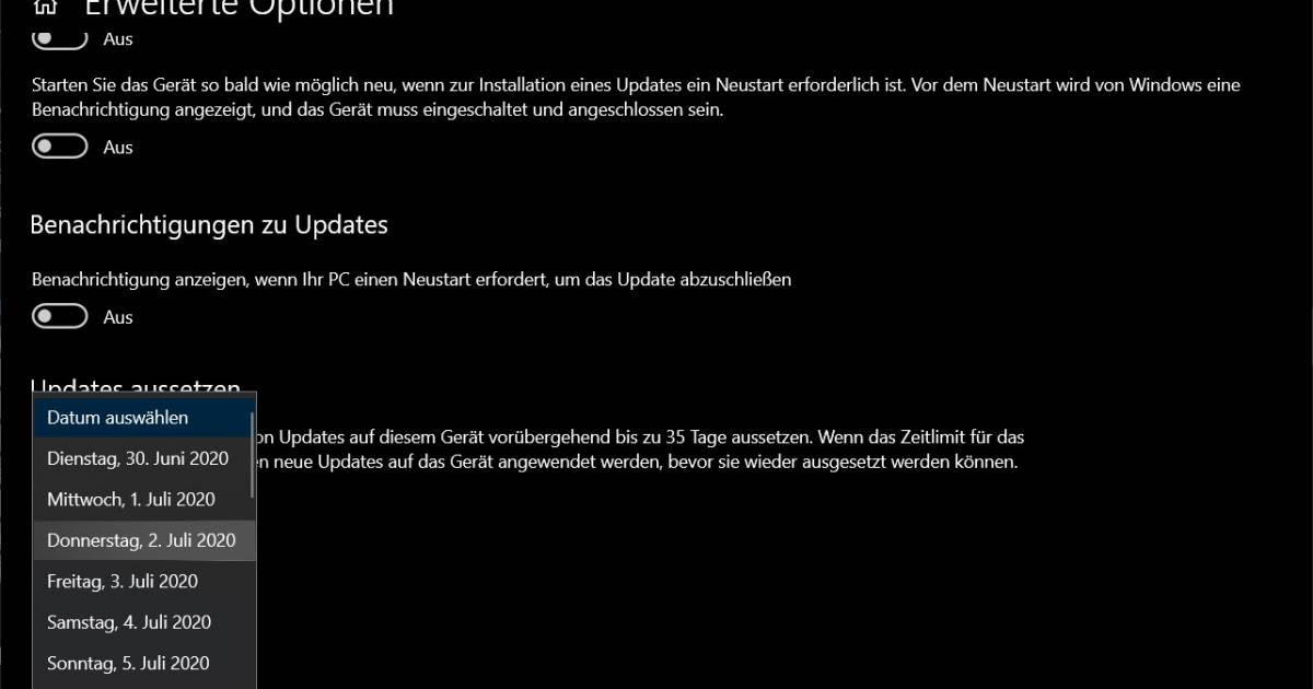 Windows-10-Update länger als eine Woche aussetzen – so gehts - pctipp.ch