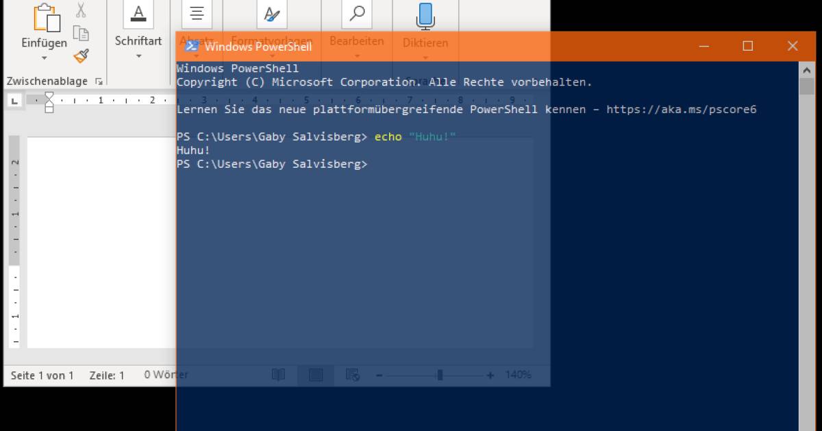 Nicht nur, weils schön ist: PowerShell-Fenster transparent machen ...