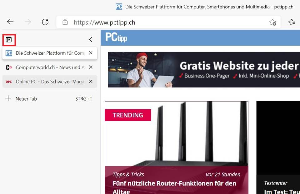 Edge: vertikale Tabs aktivieren – so gehts - pctipp.ch