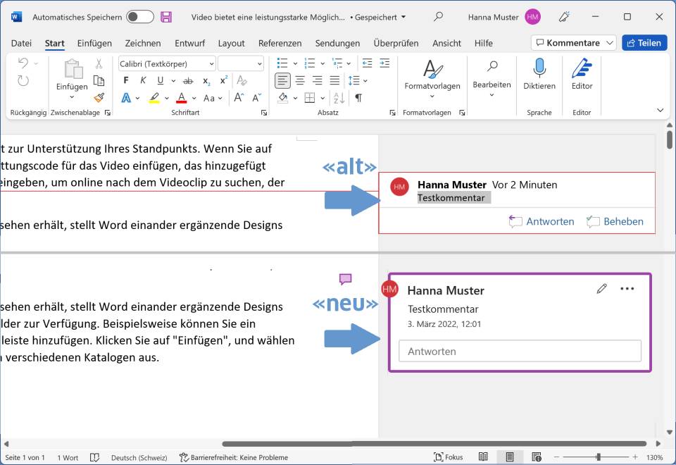 Microsoft irritiert User mit neuer Word-Kommentarfunktion - pctipp.ch