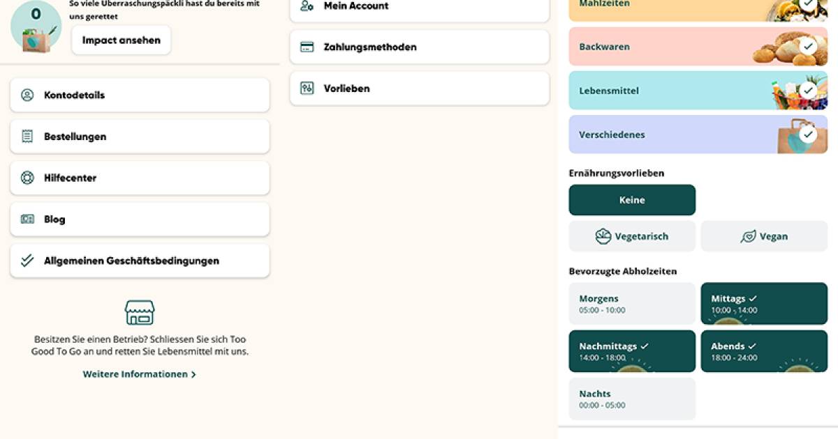 Too Good To Go: Vorlieben speichern – so gehts - pctipp.ch