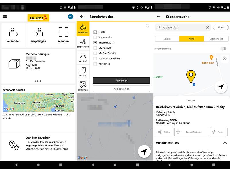 Post-App: Briefkasten oder Filiale als Standort-Favoriten speichern ...