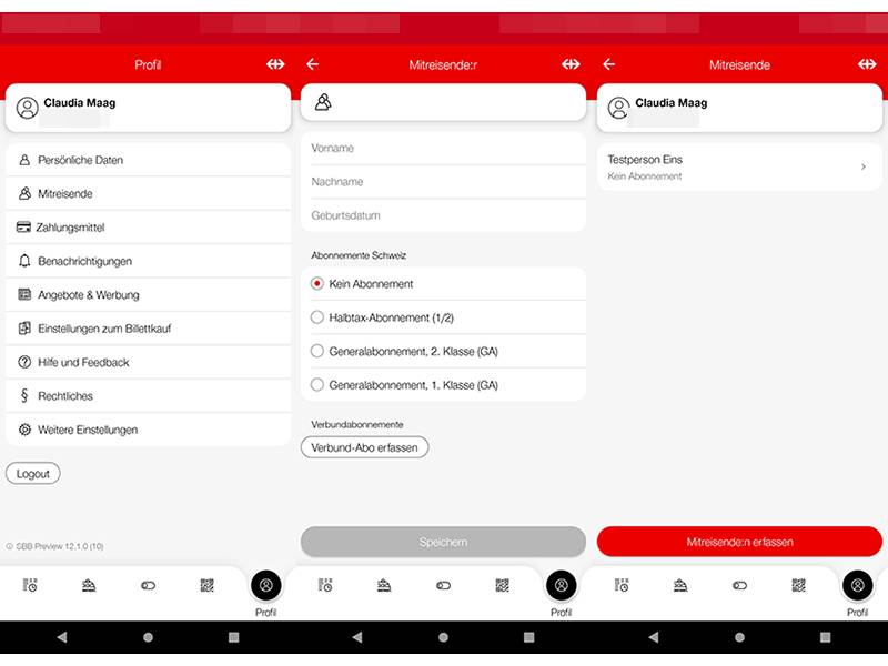 SBB Preview: Mitreisende erfassen - pctipp.ch