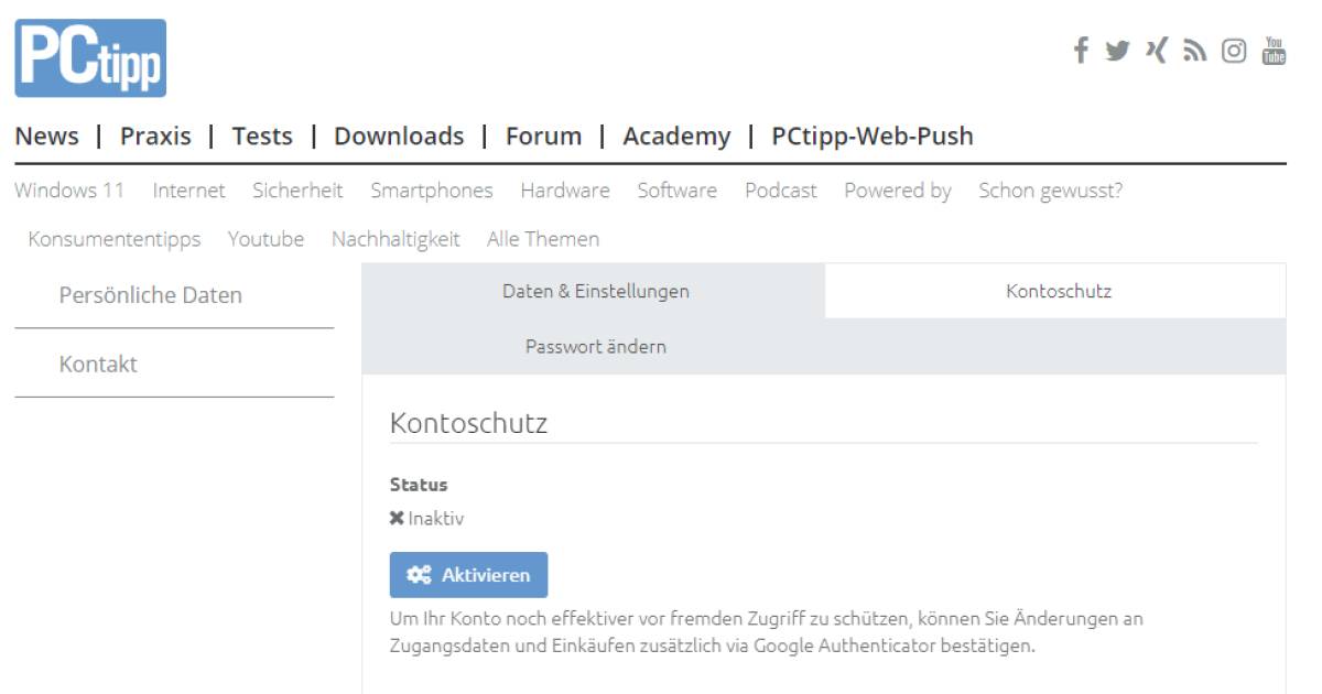 2FA für das PCtipp-Login aktivieren – so gehts - pctipp.ch