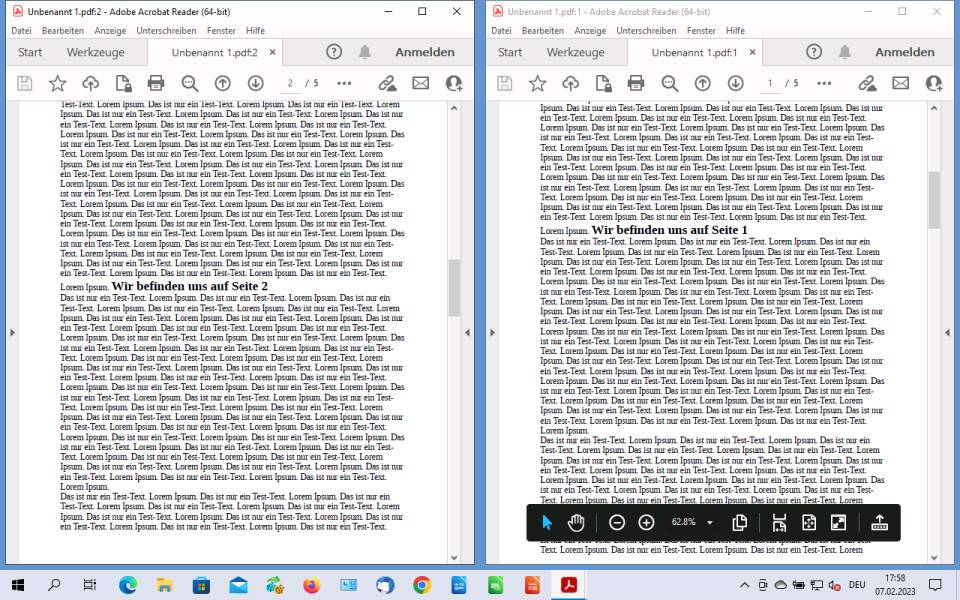 Adobe Acrobat Reader DC: Zwei Dokumentstellen gleichzeitig betrachten ...