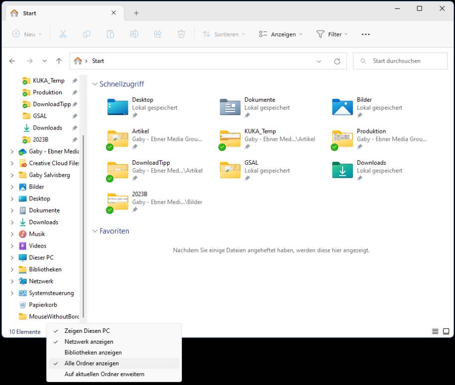 Windows 11 Explorer: Schnellzugriffe nicht umsortierbar - pctipp.ch