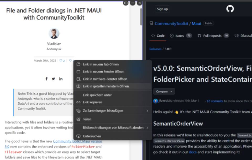 Edge hat jetzt ein Split-Screen-Feature - pctipp.ch