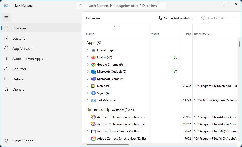 Windows 11: Drei neue Funktionen im Task-Manager - pctipp.ch