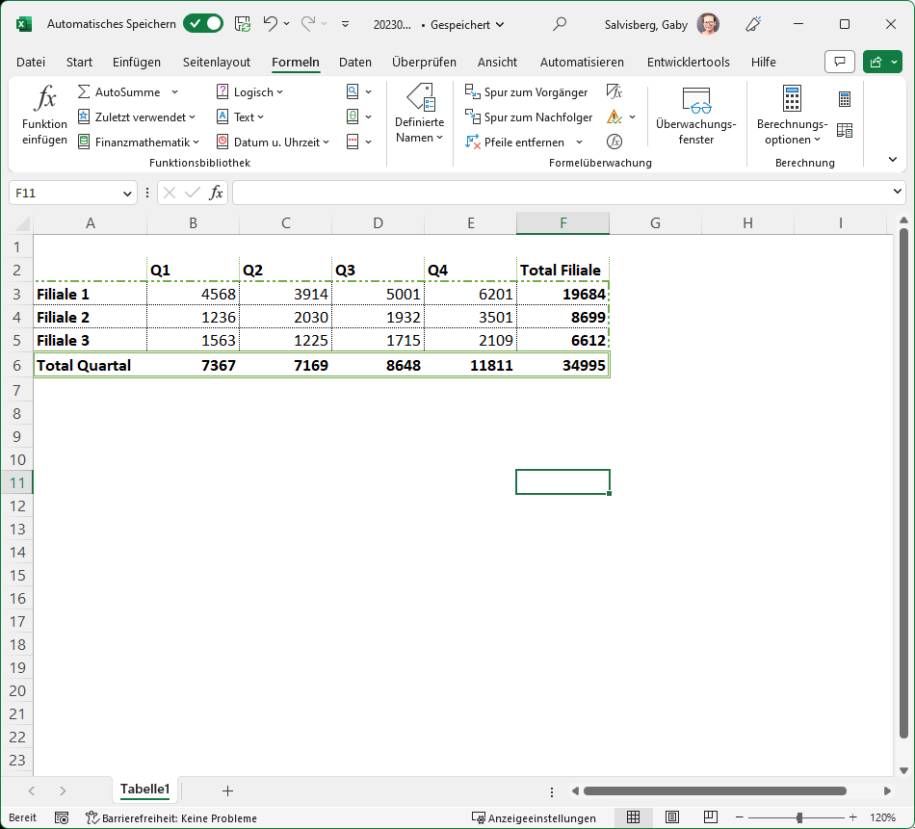 Excel: Gitternetz und individuelle Tabellenrahmen - pctipp.ch