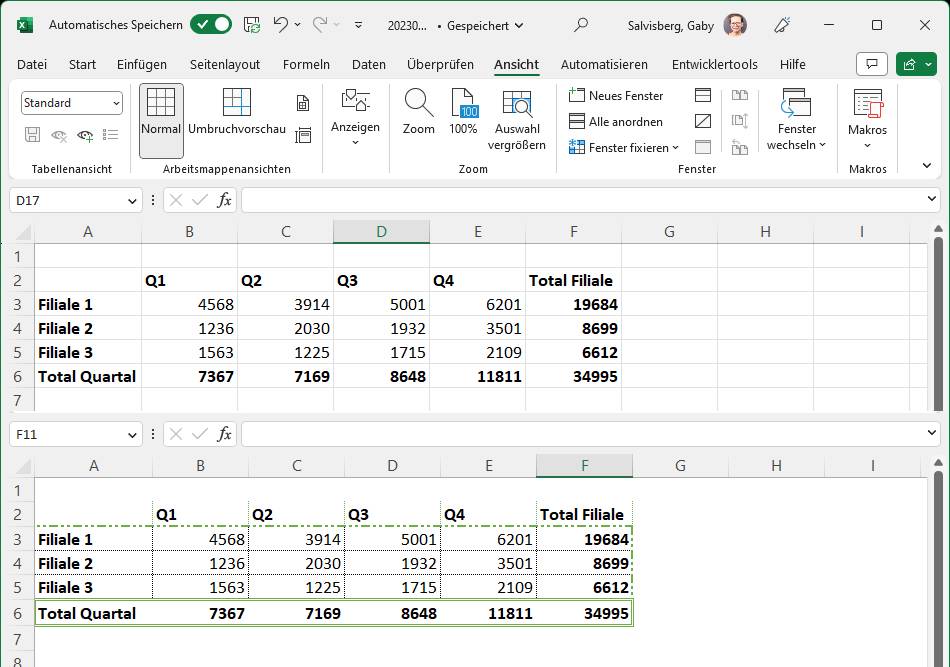 Excel: Gitternetz und individuelle Tabellenrahmen - pctipp.ch