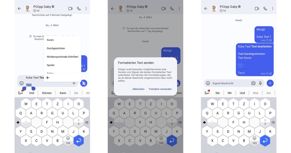 Signal: Nachrichtentext formatieren - so gehts - pctipp.ch