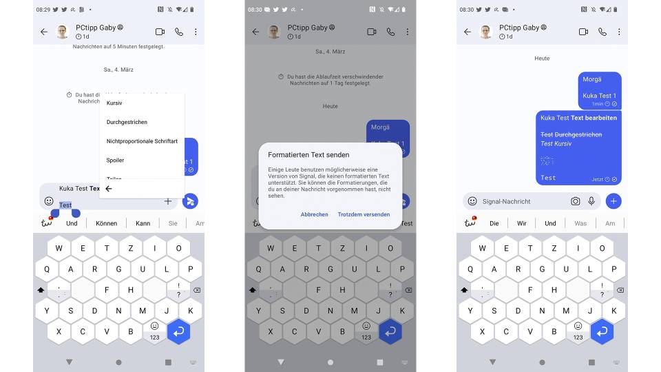 Signal: Nachrichtentext formatieren - so gehts - pctipp.ch