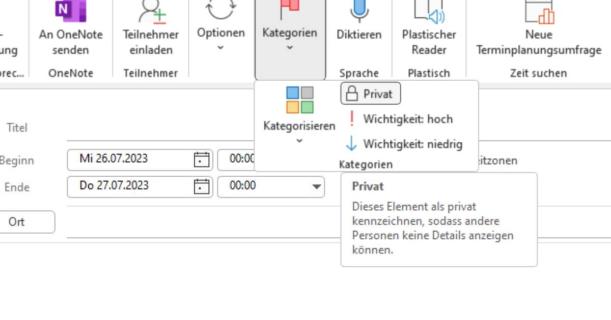 Outlook: Termine standardmässig als Privat eintragen - pctipp.ch
