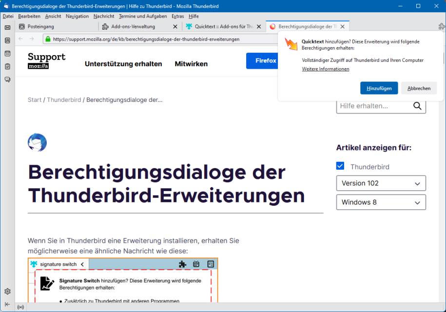 Thunderbird: Quicktext verwenden - pctipp.ch
