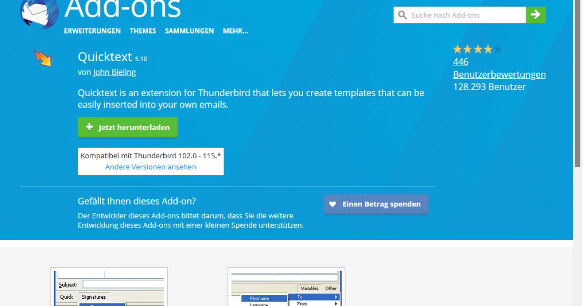 Thunderbird: Quicktext verwenden - pctipp.ch