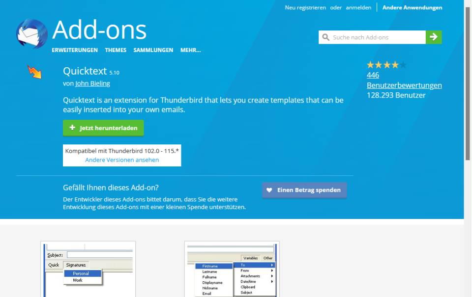 Thunderbird: Quicktext verwenden - pctipp.ch