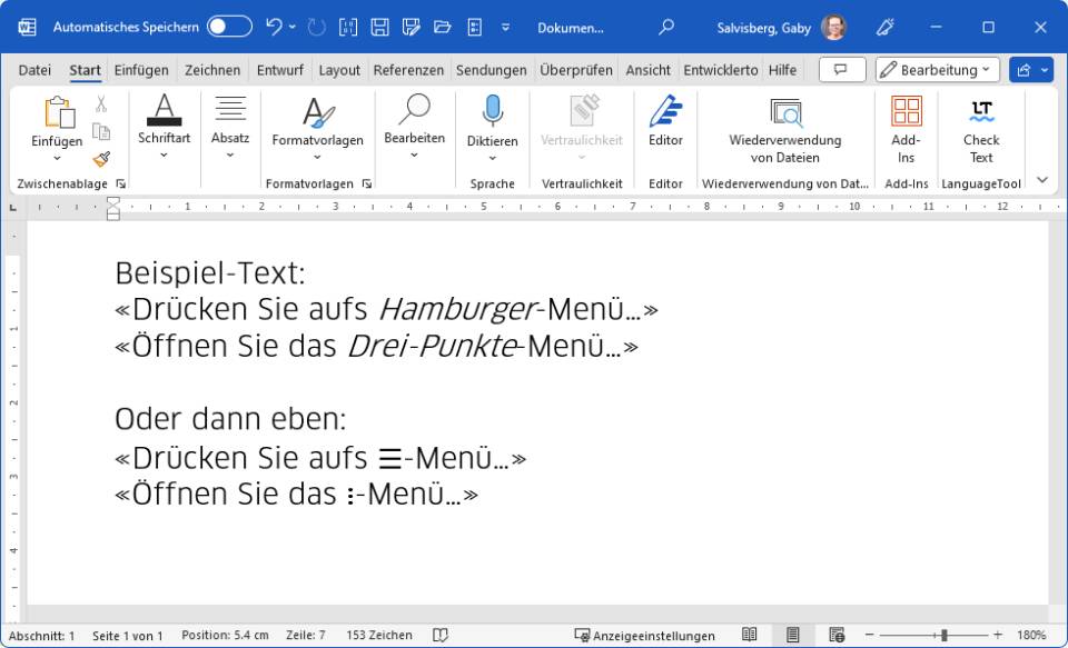 Sonderzeichen wie ☰ und ⋮ herausfinden und eingeben - pctipp.ch
