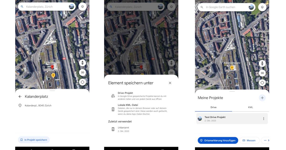 Google Earth mobile: Google-Drive-Projekt erstellen - pctipp.ch